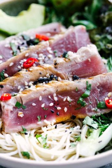 Easy Pan-Seared Asian Tuna Salad with Ginger Soy Dressing • Salted Mint