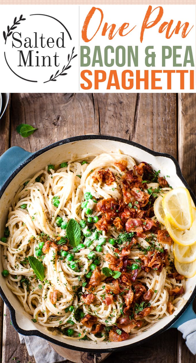 The Easiest One Pot Pasta With Peas and Bacon Recipe • Salted Mint
