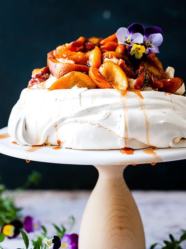 Easy Chocolate Pavlova with Salted Caramel Sauce • Salted Mint