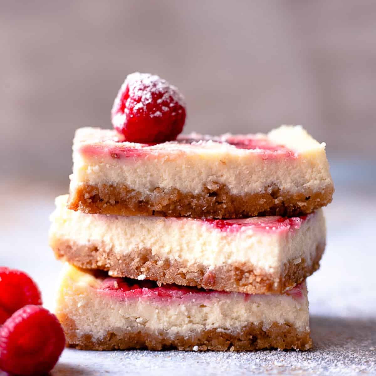 White Chocolate Raspberry Cheesecake Bars Recipe • Salted Mint