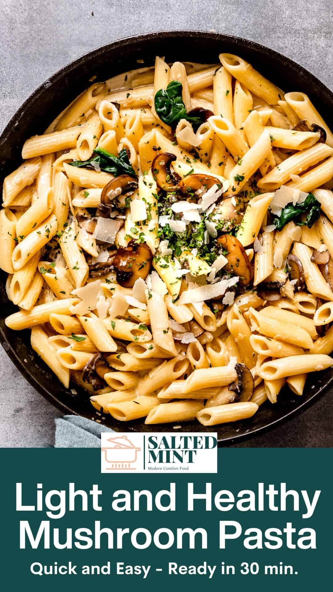 Lighter Healthier Creamy Mushroom Pasta Recipe