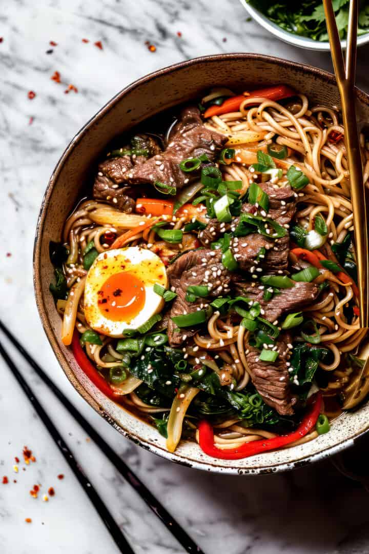 Easy Korean Noodles with Beef • Salted Mint