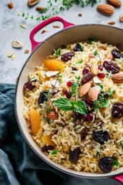 One Pot Simple Moroccan Rice Pilaf • Salted Mint
