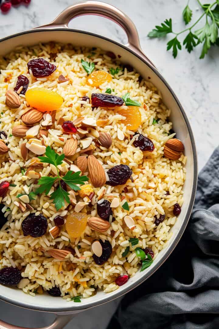 One Pot Simple Moroccan Rice Pilaf • Salted Mint
