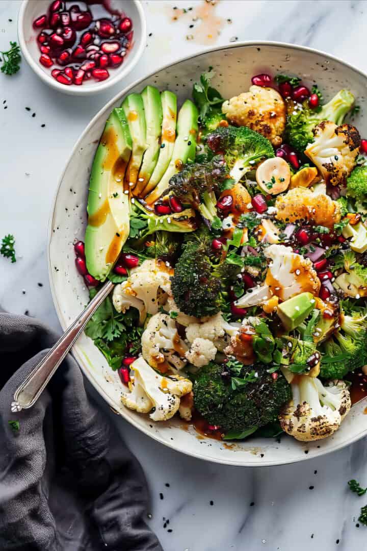 The BEST Warm Roasted Broccoli Winter Salad • Salted Mint